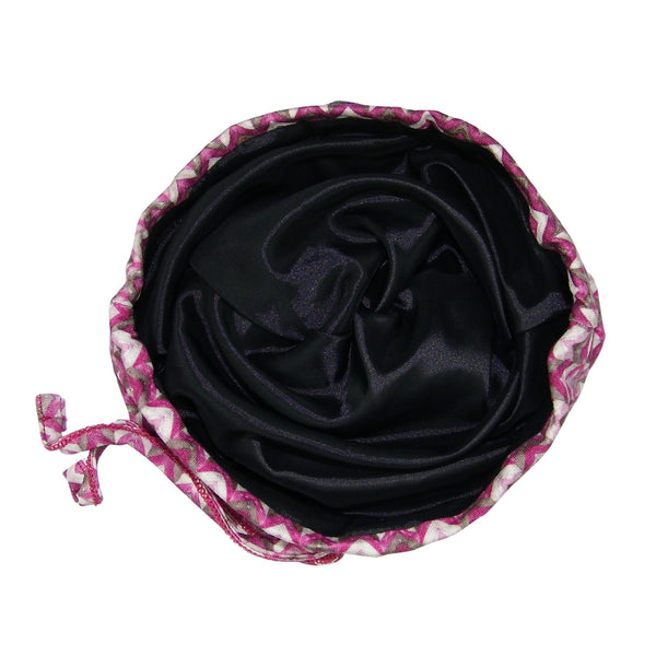 Pink Herringbone--ADJUSTABLE DRAWSTRING Satin Lined Cap – Satin Life